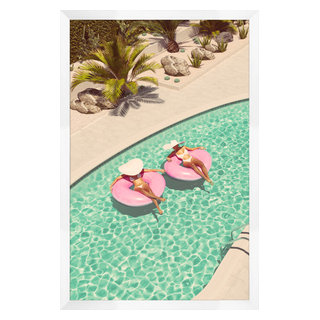 Pink Pool Floats, Giclee Reproduction Artwork, 35x53 - Tropical ...