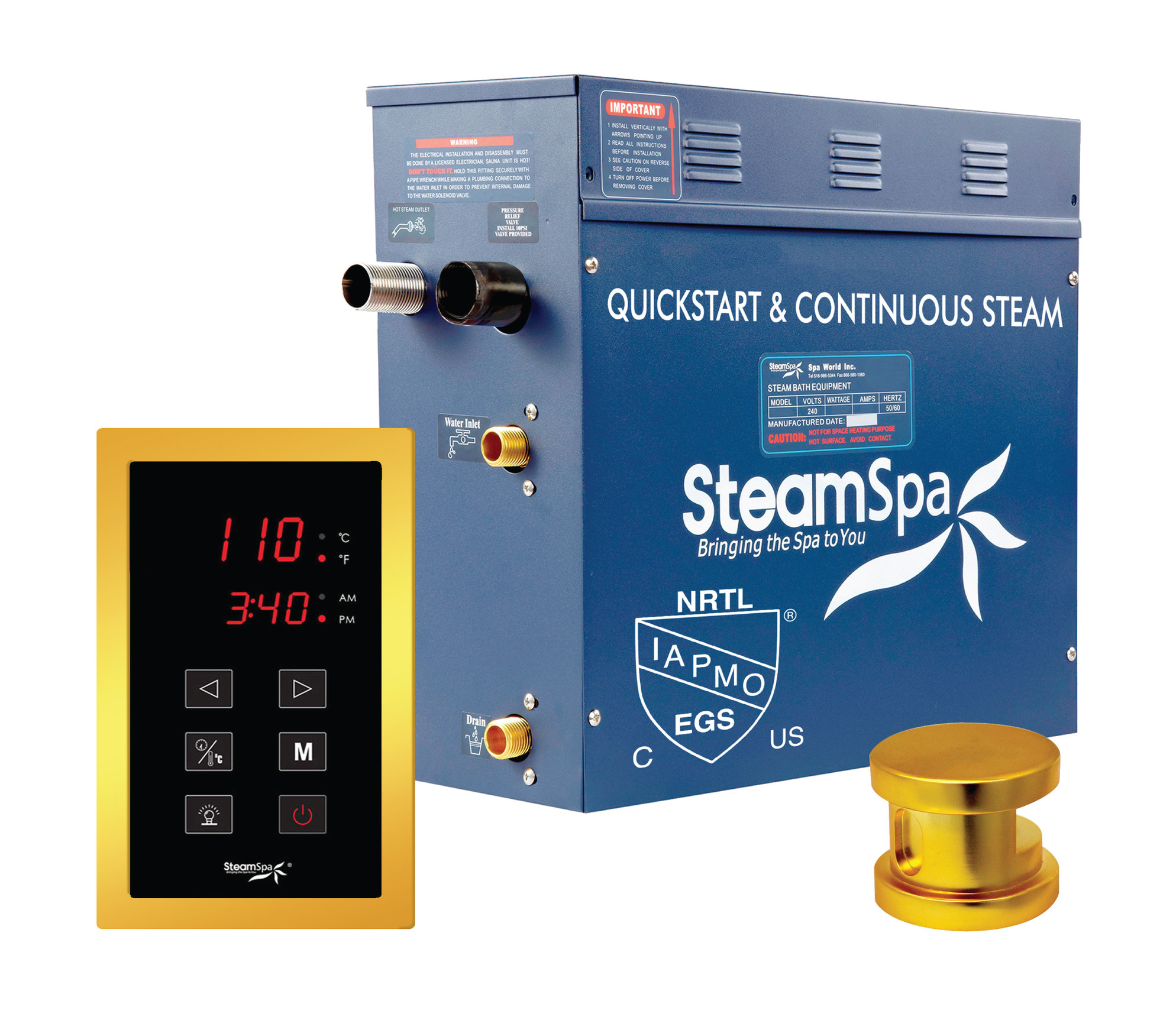 SteamSpa Oasis 9 KW QuickStart Acu-Steam Bath Generator Package - Transitional - Steam Showers ...