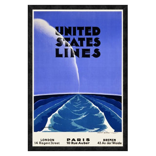 "United States Lines" Framed Canvas Giclee by Edmond Maurus, 17"x24 ...