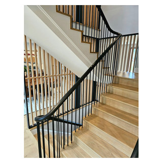 115_Stunning Continuous Rail System on 3 Story Floating Stairs ...