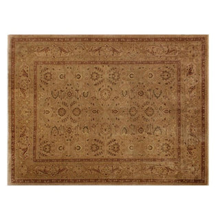 Turkish Knotted Istanbul Margery Tan/Gold Wool Rug - 8'11'' x 11'7'', 8 ...