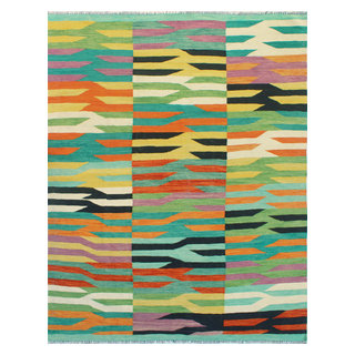 Modern Flatweave Abdalla Red/Black Rug, 5'10x7'11, 5'10x7'11 ...