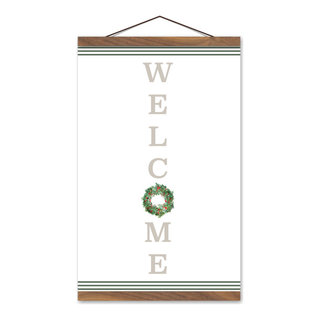 Welcome Wreath 12x18 Teak Hanging Canvas, 12x18 - Contemporary ...