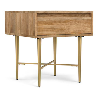 Fallon Solid Mango Wood End Table With Drawer - Contemporary - Side ...