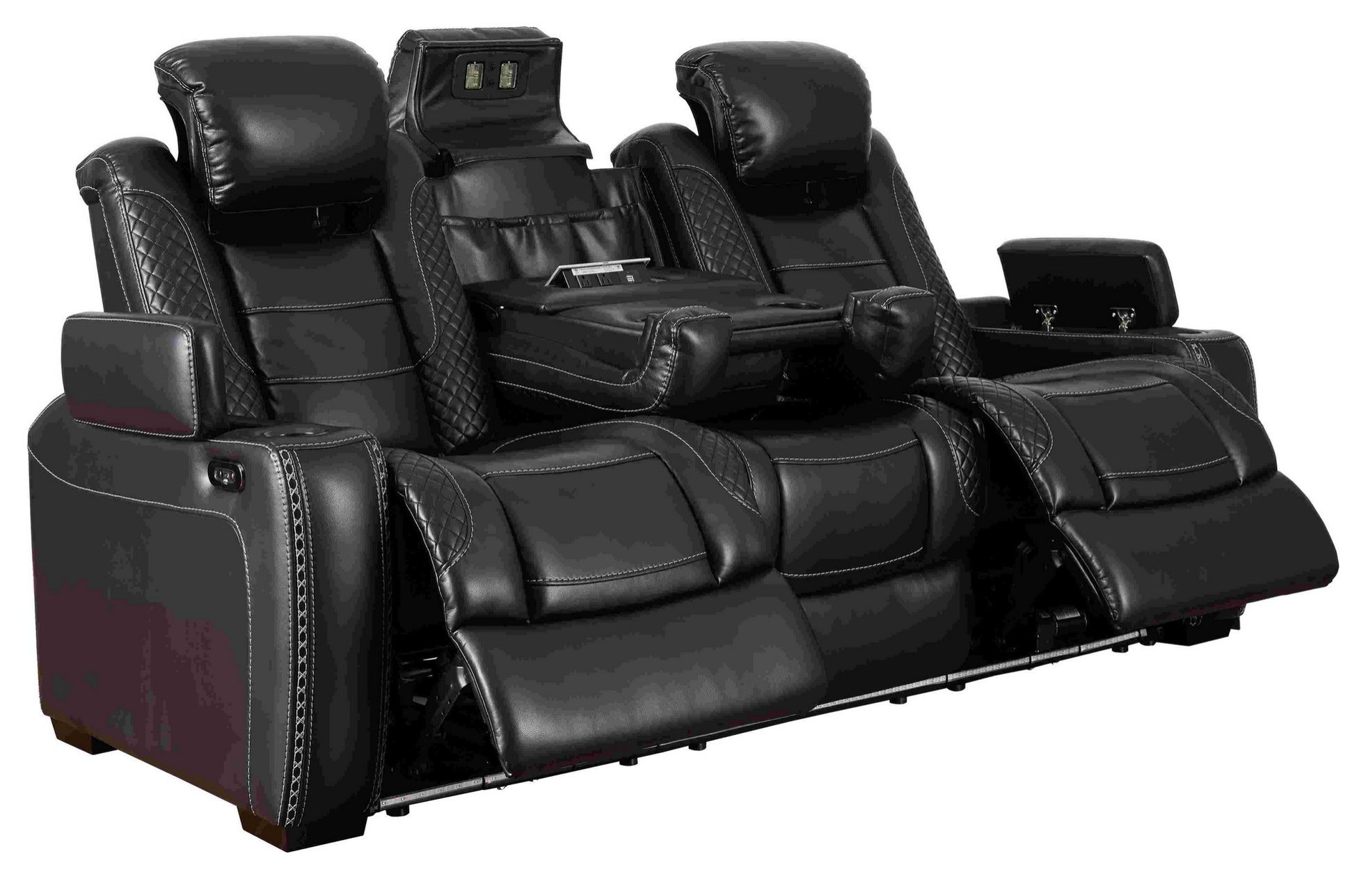 Benzara BM262351 Power Recliner Sofa, Adjustable Headrest & LED ...