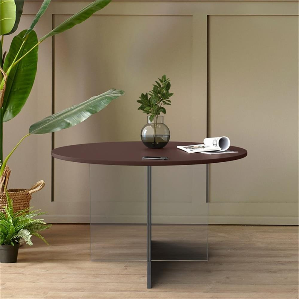LeisureMod Valore 28" Side Table with MDF Round Top and Acrylic Base in ...