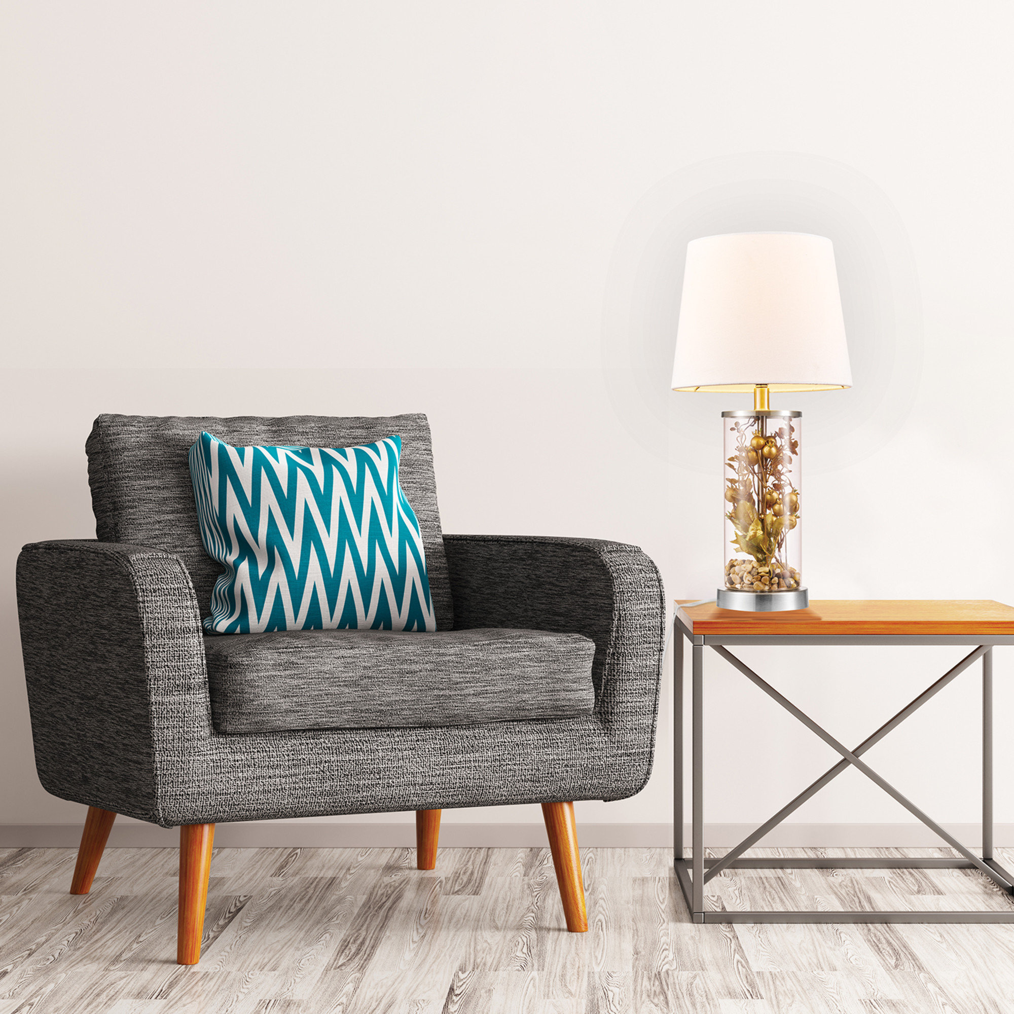 Maya 20" Fillable Clear Glass Table Lamp With White Linen Shade ...