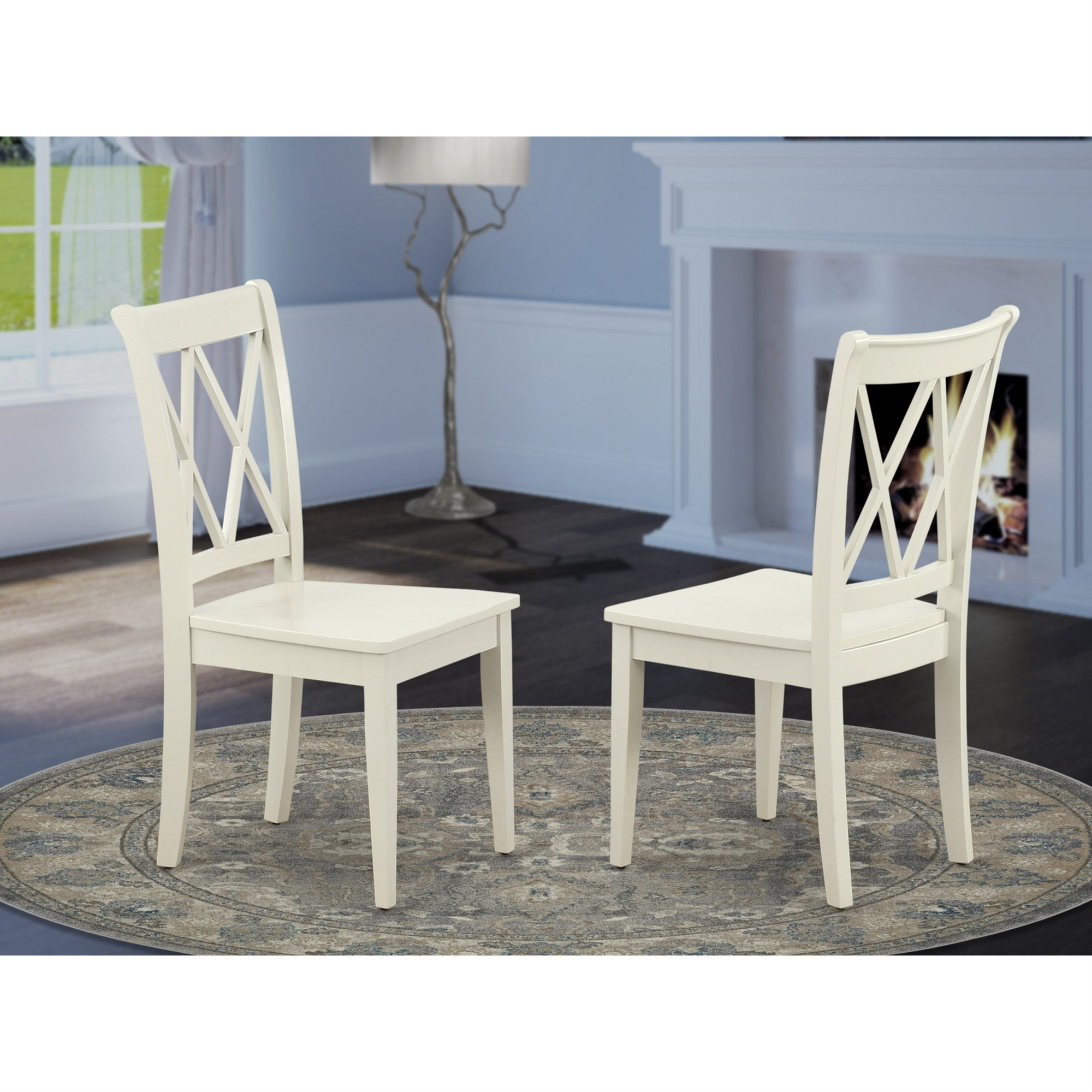 Set of 2 Chairs CLC-LWH-W Clarksville Double X-back chairs in Linen ...