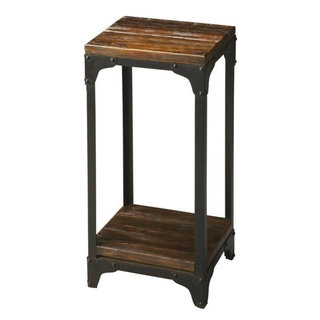 Pedestal Stand Small Burnt Umber Black Distressed Mountain Lodge Brown ...