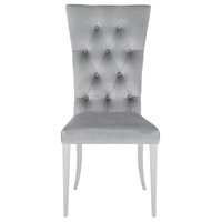 Coaster Kerwin Tufted Velvet Upholstered Side Chair Gray and Chrome ...
