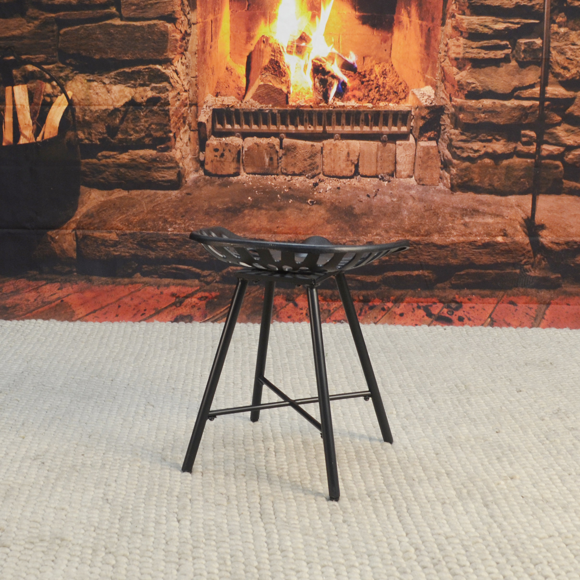 Jace Tractor Seat Fireside Bench, Black - Industrial - Accent And ...