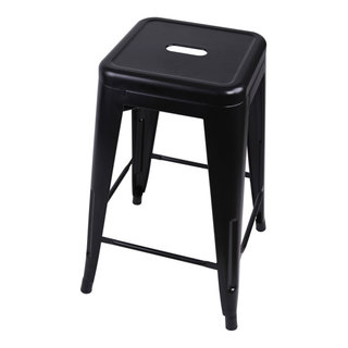 Metal Backless Black Bar Stools, Set of 1 - Industrial - Bar Stools And ...