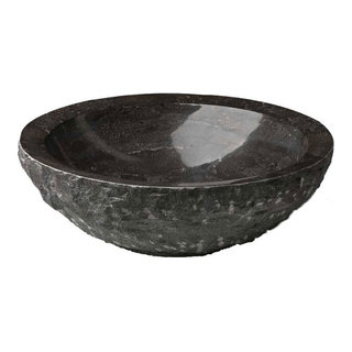 Maude Stone Round Vessel Sink With Rough Exterior - Contemporary ...