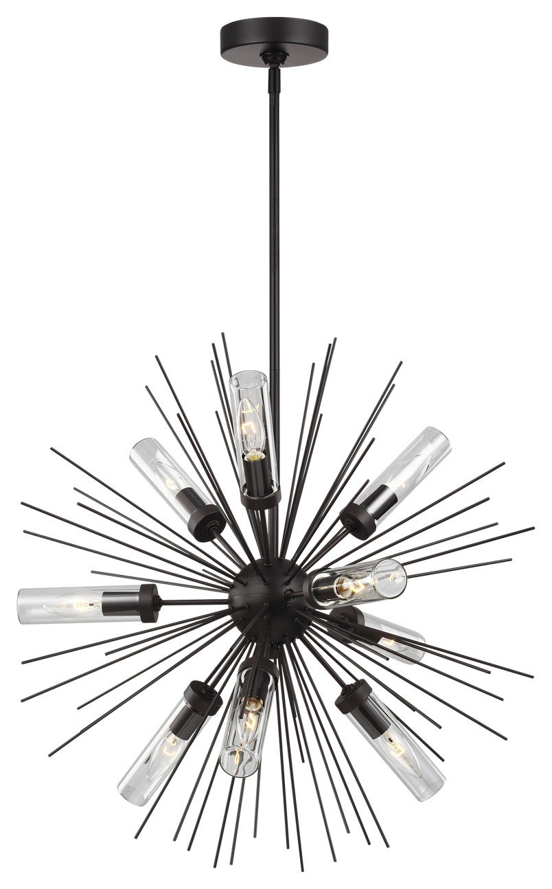 Hilo Nine Light Outdoor Chandelier in Oil Rubbed Bronze - Midcentury ...