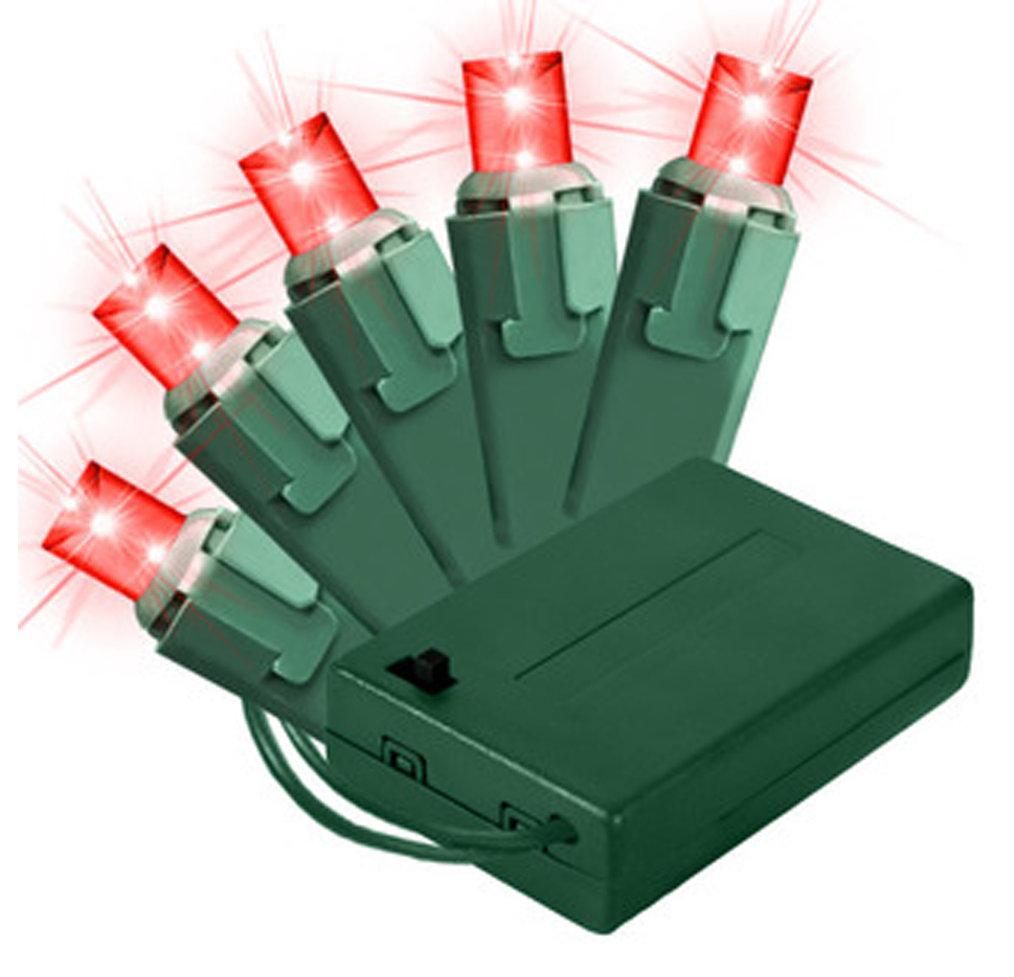 5MM Battery Operated Red LEDs 50 Count Light Set - Traditional ...