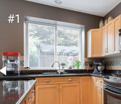 Backsplash in deep recessed kitchen window