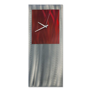 Red Modern Clock 'Red Studio Clock', Hand-Crafted Metal Wall Decor ...