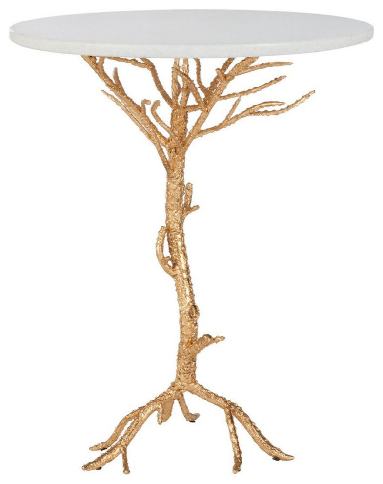 Rebecca Rooted Gold Accent Table White/Gold - Contemporary - Side ...