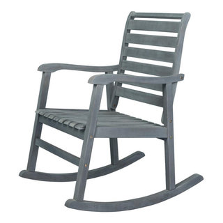 Carey Modern Slat Back Acacia Wood Patio Outdoor Rocking Chair - Modern ...