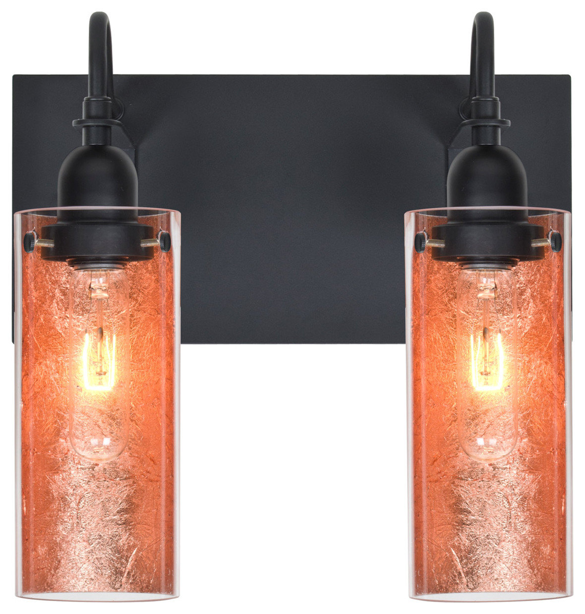 Duke 2 Light Bathroom Vanity Light, Copper Foil Glass - Contemporary ...