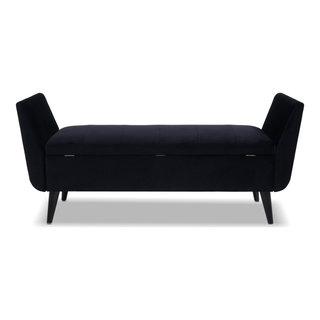 Duff 60" Mid-Century Modern Upholstered Entryway Storage Bench ...