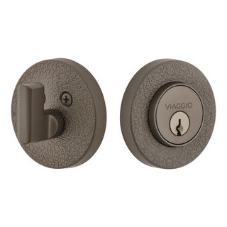 Circolo Leather Rosette Single Cylinder Deadbolt, 2.75" - Transitional ...