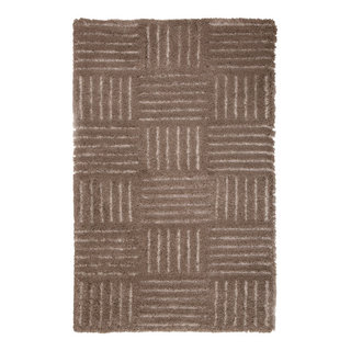 Lavish Home Everest Shag Sculptured Squares Rug, 8'x10', Brown ...