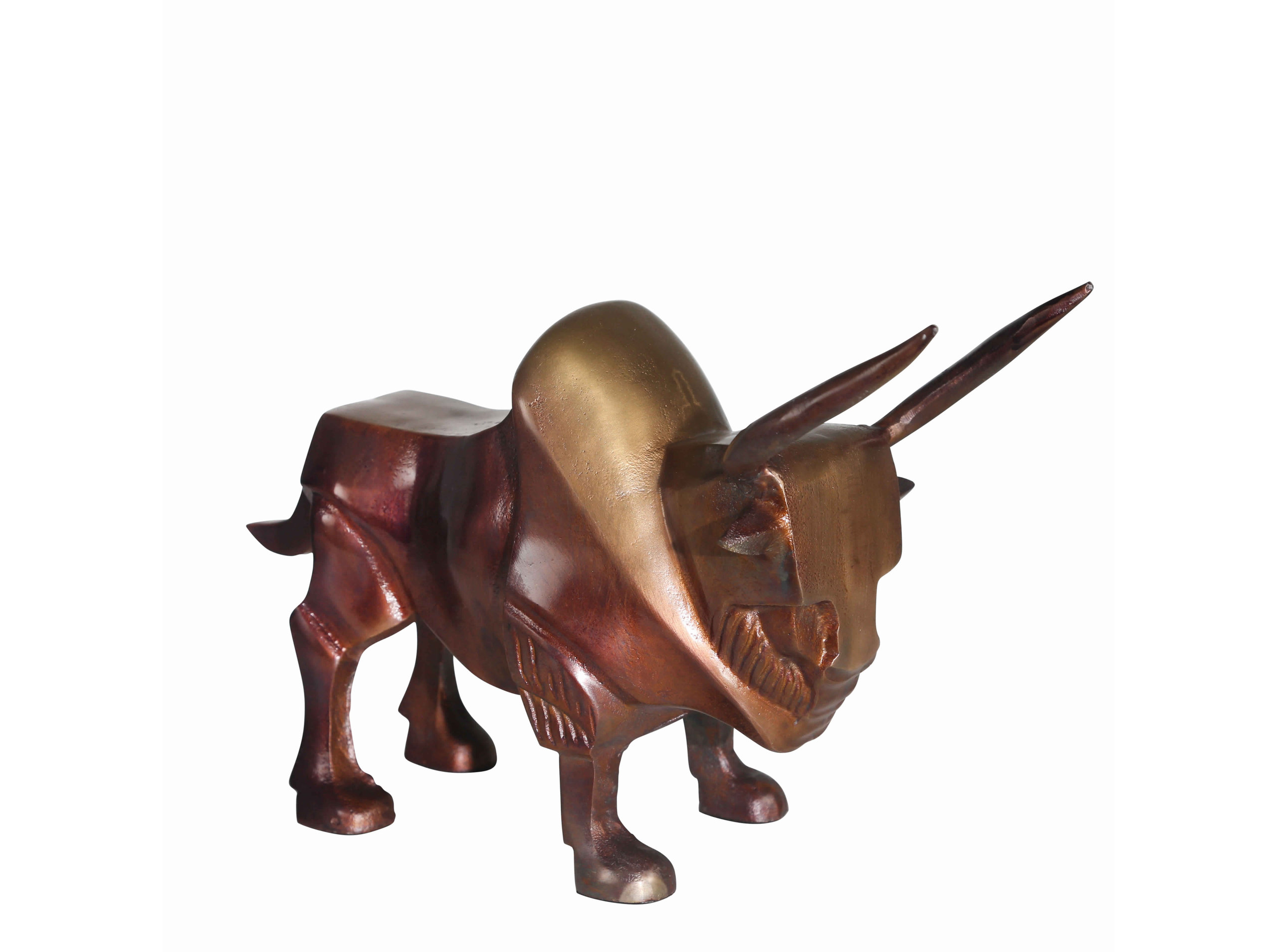 Aluminum Frame Bull Sculpture with Splotched details, Bronze and Brass ...