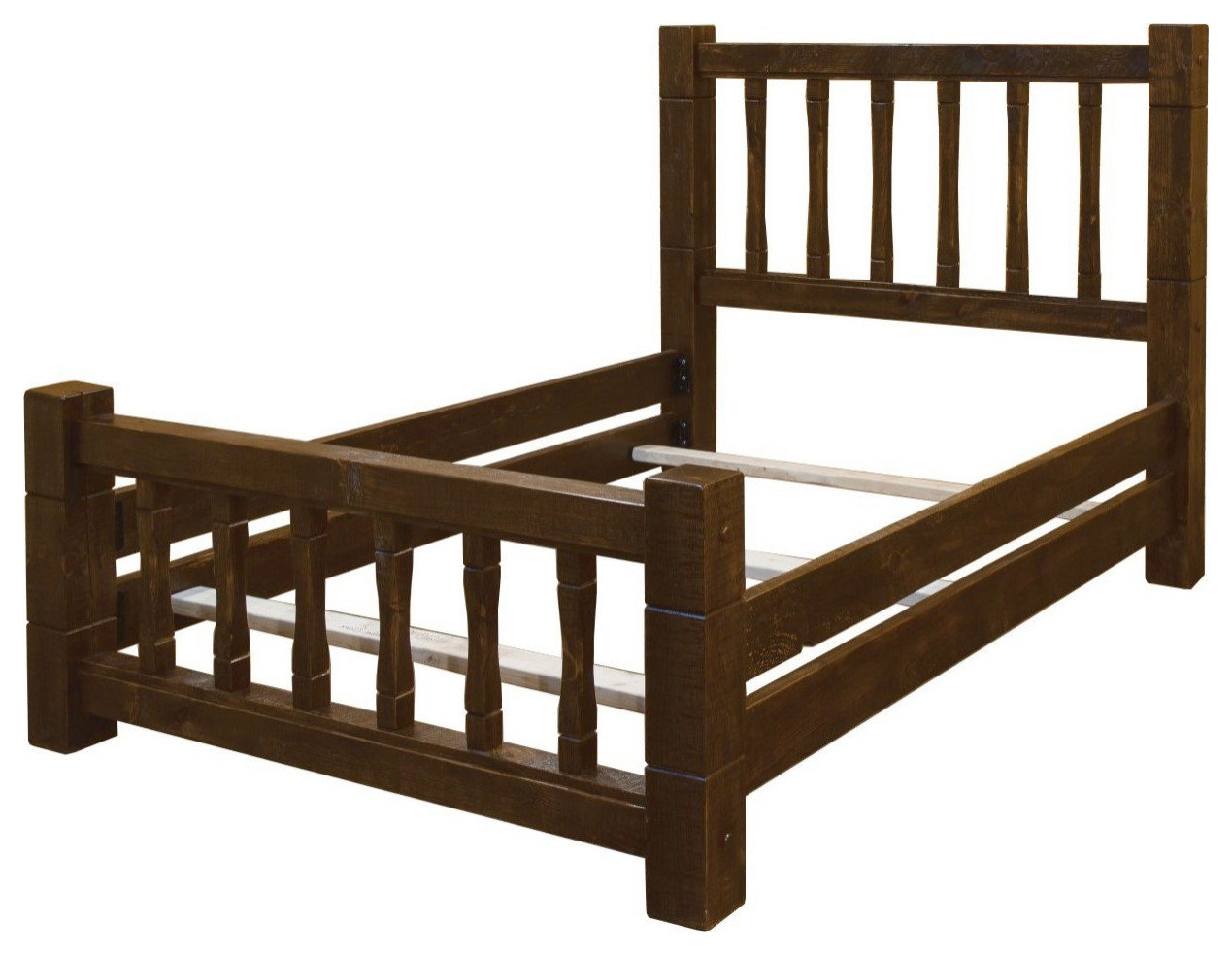 Rustic Barn Wood Style Timber Peg Mission Bed, Twin - Transitional ...