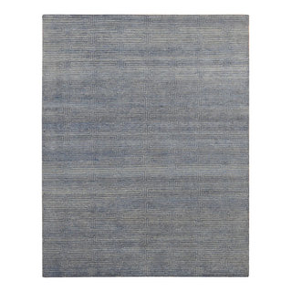 Blue, Silk With Wool, Maze Design, Hand Knotted Rug, 8'x10', 8'x10 ...
