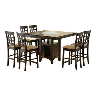 Coaster Clanton 7-piece Wood Square Transitional Dining Set Cappuccino ...