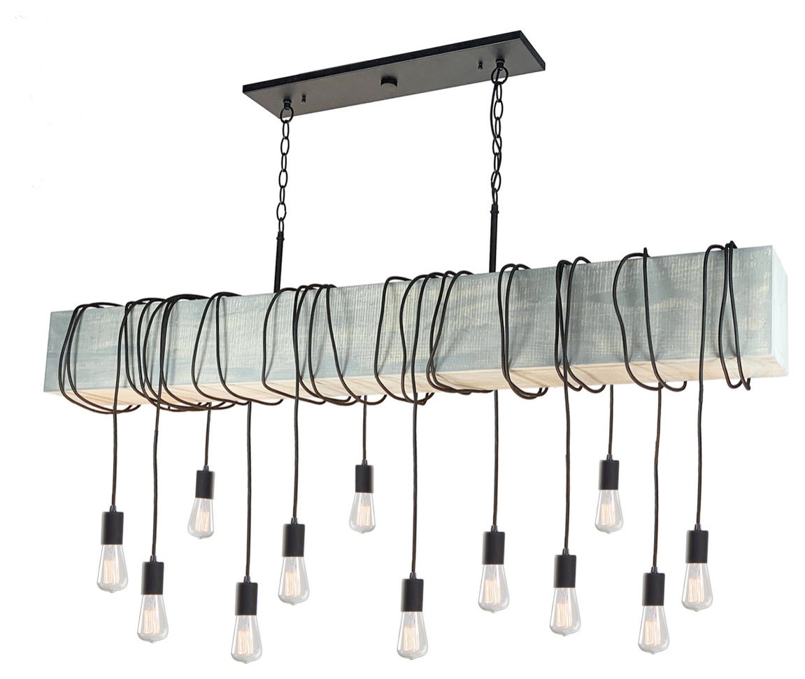 Farmhouse Island Light, Beach Wood - Industrial - Kitchen Island ...