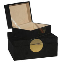 S/2 Velveteen Jewelry Box, Black / Gold - Transitional - Jewelry Boxes ...