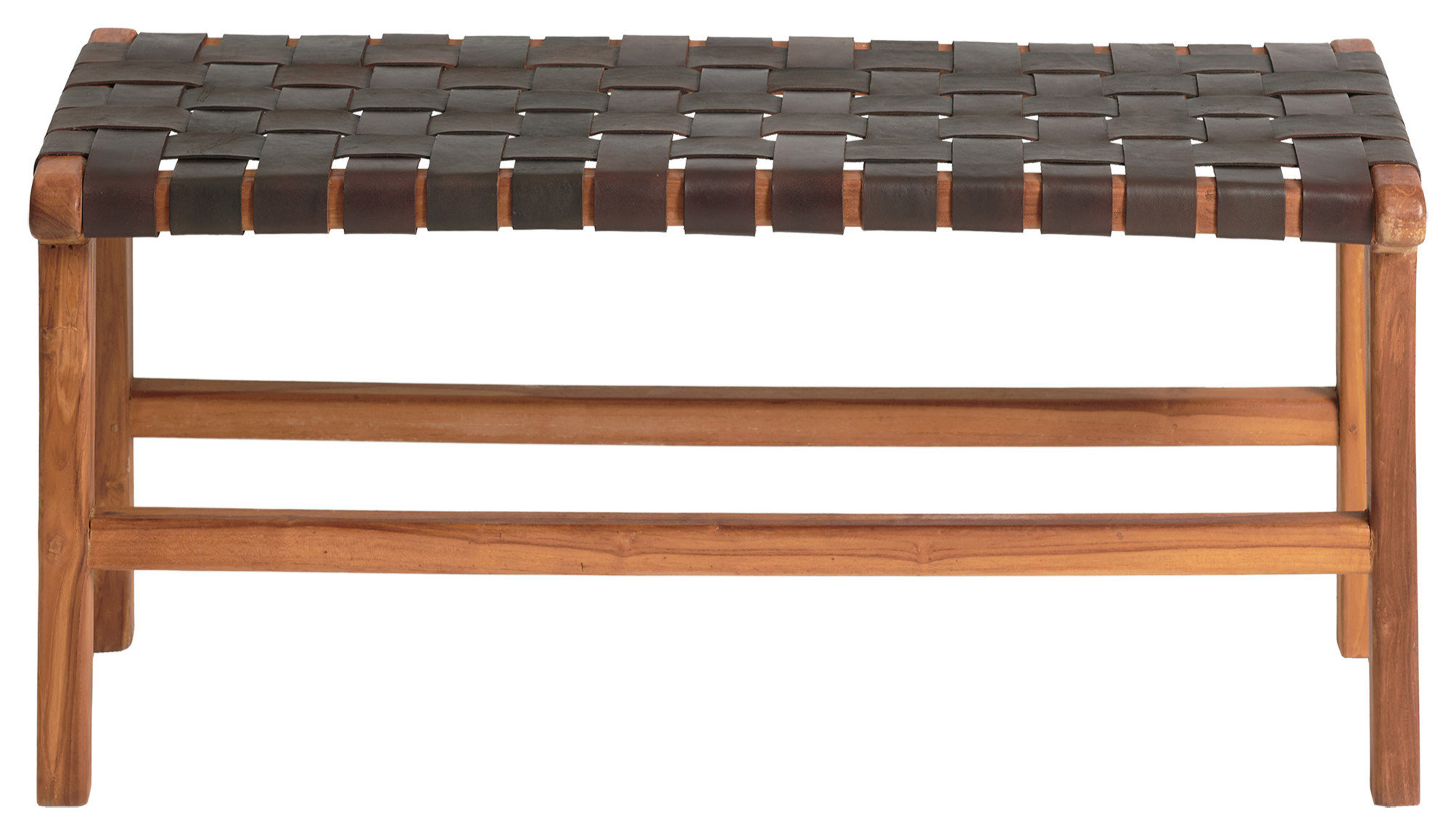 Visby Bench, Woven Leather - Transitional - Accent And Storage Benches ...
