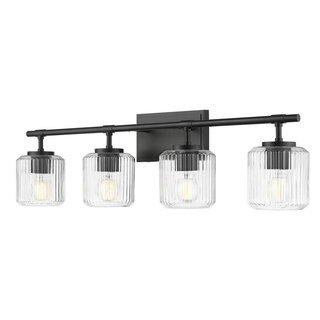 Landon 4 Light Bathroom Vanity Light, Matte Black - Transitional ...
