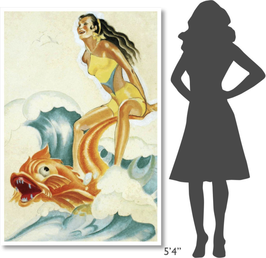 "Mid-Century Pin-Ups - Whisper Magazine - Wave Rider" Paper Art, 14"x20 ...