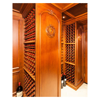 Vineyard inspired light mahogany wine cellar Franklin Lakes, NJ ...
