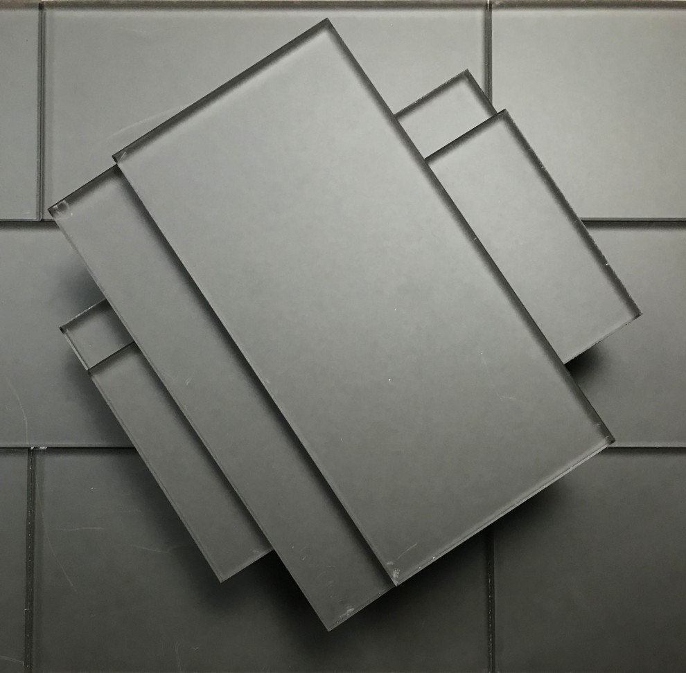 Forever 3"x6" Glass Subway Tile,Matte Royal Gray - Contemporary - Wall ...