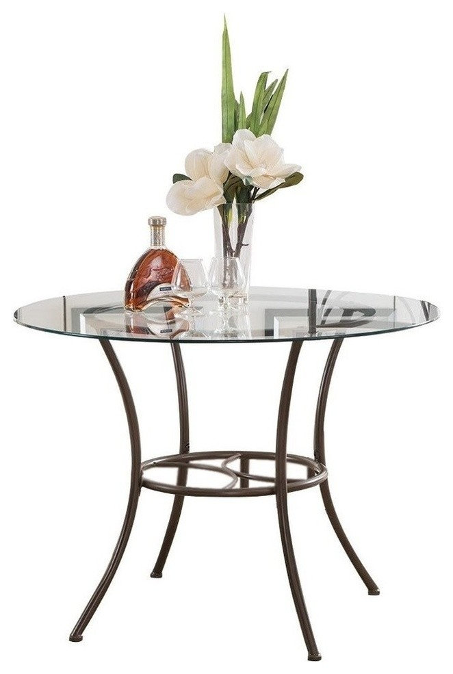 Clara Glass-Top Dining Table, Copper - Transitional - Dining Tables ...