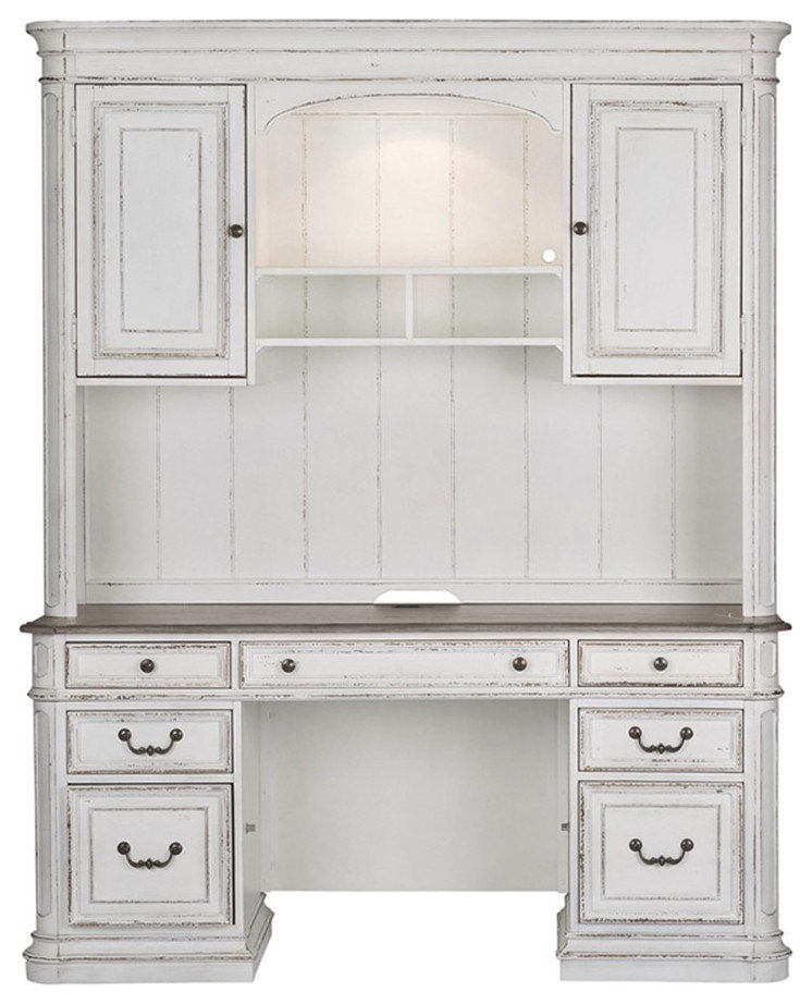 Magnolia Manor White Complete 5 Piece Desk - Farmhouse - Desks And ...