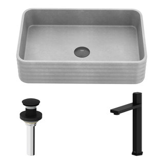Cadman 21"L x 14"W Concrete Vessel Sink and Nova 10"H Faucet Set ...