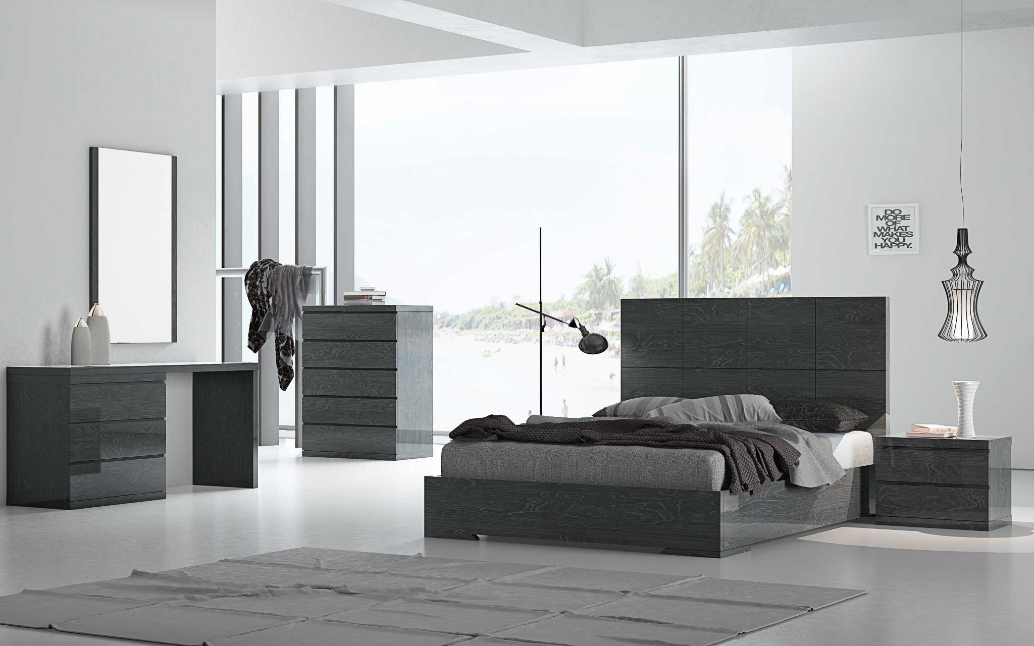 HomeRoots 63" X 84" X 48" Gray Queen Bed, 63" X 84" X 48 ...