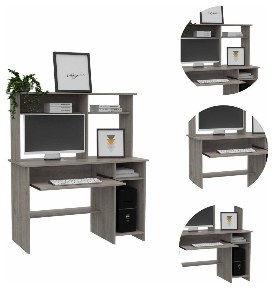 Weston 120 Computer Desk with CPU Storage, and Keyboard Tray, Light ...