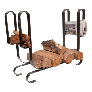 Handcrafted Large Modern Fireplace Log Rack Hammered Steel - Industrial ...