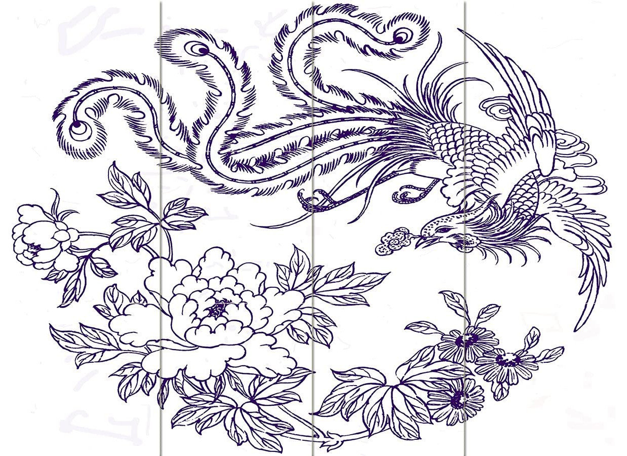 Tile Mural Chinese Patterns phoenix bird Backsplash, 6" Ceramic Glossy ...