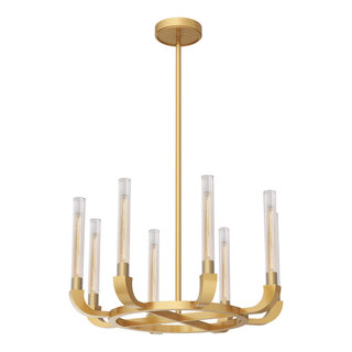 Flute 8 Light Chandelier, Vintage Brass, 34.125"Dx18.75"H ...