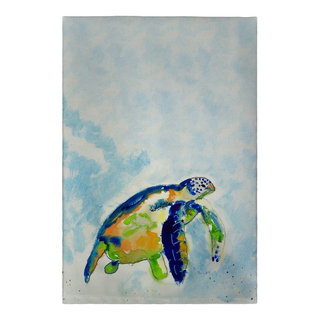 Blue Sea Turtle Guest Towel - Two Sets of Two (4 Total), 20 inches x 20 ...