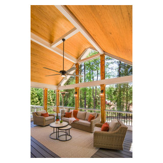 Screened porch with dramatic ceiling - Transitional - Verandah ...