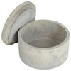 Gray Round Decorative Cement Boxes With Lids, 2-Piece Set - Industrial ...