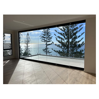 Outback Frameless Glass Bi-Folding Doors - Modern - Balcony - Brisbane ...